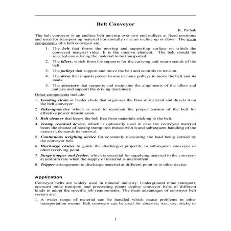 Belt conveyor example calculation | PDF