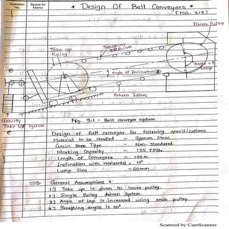 Design of Belt Conveyor Problem No.-1 | PDF