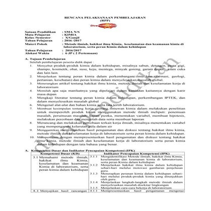 rpp revisi 2016 kimia x rpp diva pendidikan | PDF