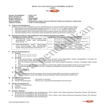 rpp revisi 2016 pjok xii rpp diva pendidikan | PDF