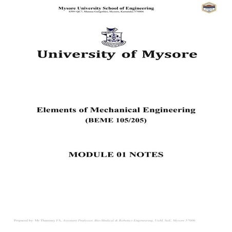 BEME 105-205 MODULE 01 Elements of Mechanical Engineering | PDF