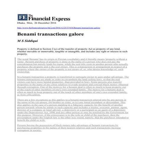Benami transactions galore | PDF