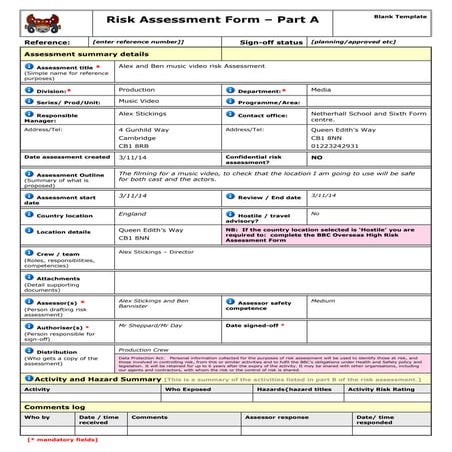 Risk assessment for Media | DOC