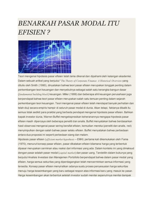 Efisiensi Pasar Modal | PPT