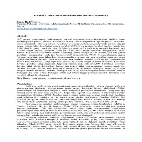 Benarkah self esteem mempengaruhi prestasi akademik | DOCX