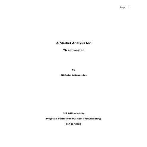 Market Analysis on TicketMaster | PDF