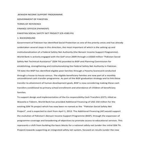 Benazir income support programme | DOCX