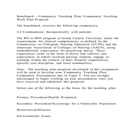Benchmark - Community Teaching Plan Community Teaching Work Plan Pr | DOCX