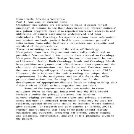 Benchmark- Create a WorkflowPart 1 Analysis of Current State | DOCX