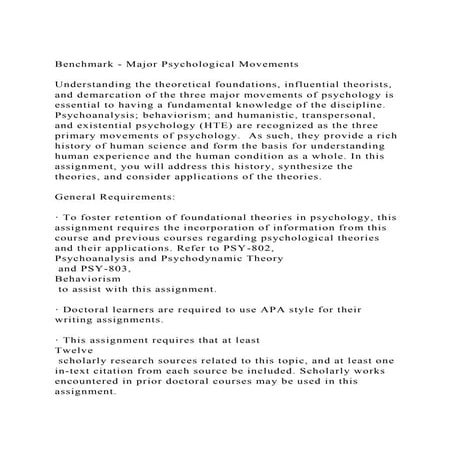 Benchmark - Major Psychological MovementsUnderstanding the the.docx