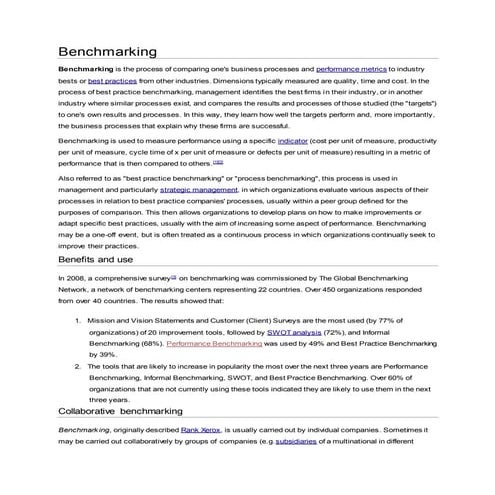 Benchmarking | DOCX