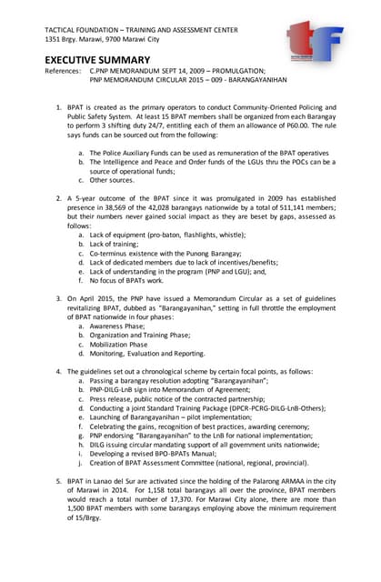 MANUAL ON BARANGAY PEACEKEEPING OPERATIONS - BPAT | PDF