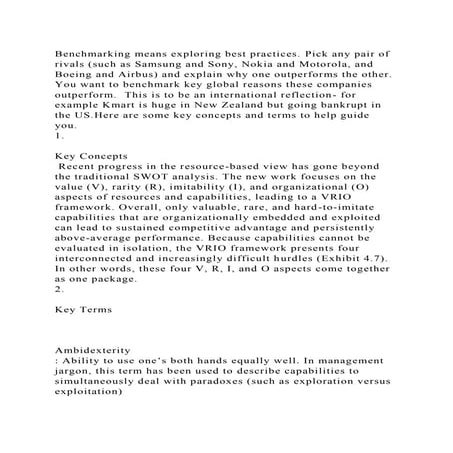 Benchmarking means exploring best practices. Pick any pair of rivals.docx