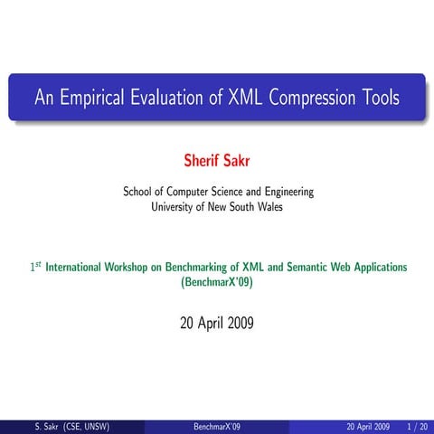 XML Compression Benchmark | PDF