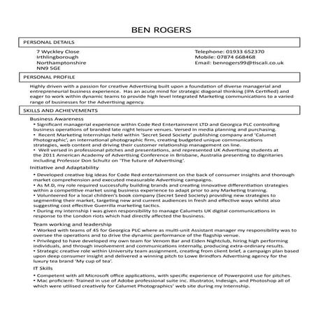 Ben Rogers\' C.V. | PDF