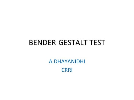 Bender gestalt test | PPT