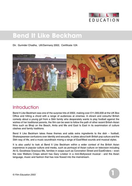 Bend it like beckham | PPTX | Movies | Entertainment