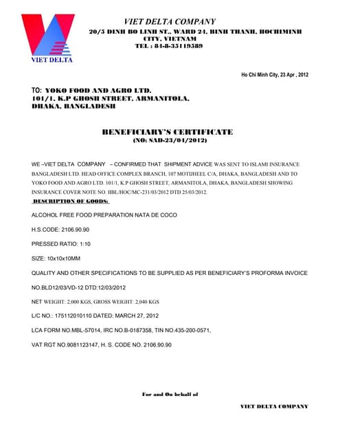 Beneficiary's cert 3 bld | DOC