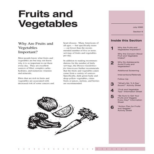 Learn the Benefits of Eating Fruits and Vegetables | PDF