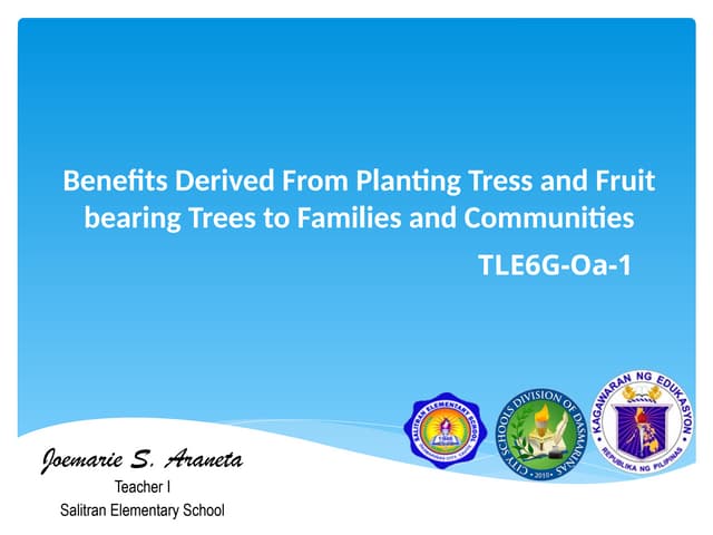 TLE 6 AGRICULTURE WEEK 1-Lesson 1: Importance of Planting Trees and Fruit-Bearing Trees | PPTX