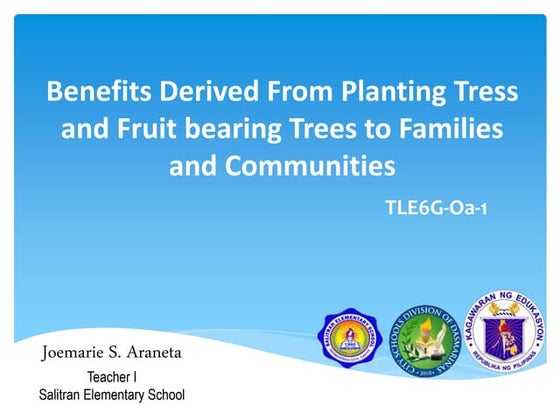 TLE 6 AGRICULTURE WEEK 1-Lesson 1: Importance of Planting Trees and Fruit-Bearing Trees | PPTX ...