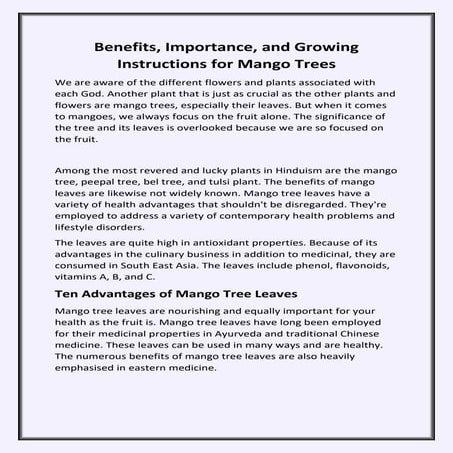 Benefits, Importance, and Growing Instructions for Mango Trees.pdf