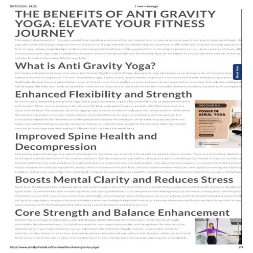Experience the Benefits of Anti-Gravity Yoga at Antalya Hotel | PDF