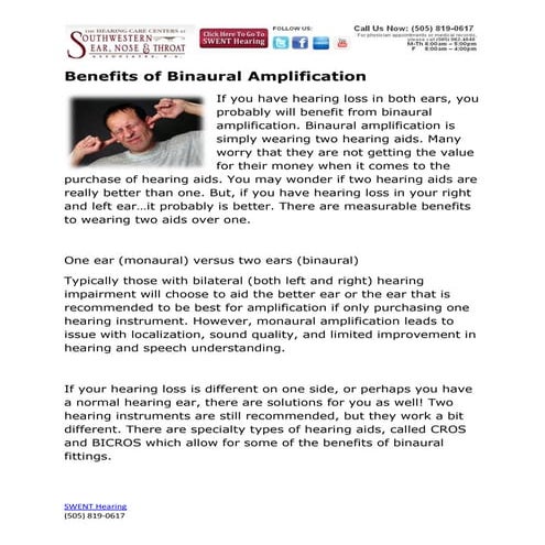 Benefits of binaural amplification | PDF