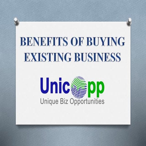 Benefits of Buying an Existing Business | PPTX