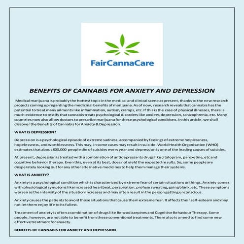 Benefits of cannabis for anxiety and depression | PDF
