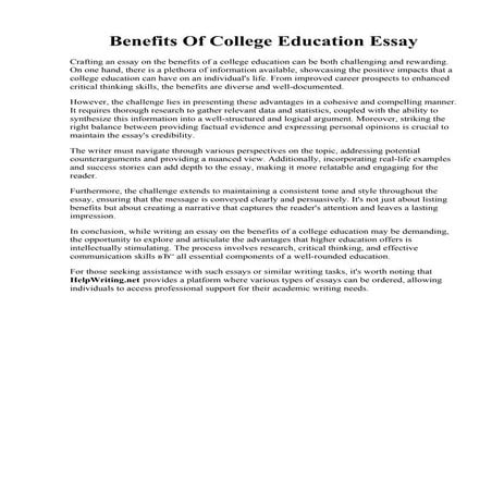 Benefits Of College Education Essay. 004 Essay Example Why Is College ...