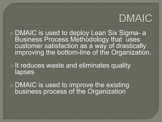 Dmaic | PPT | Technology & Computing