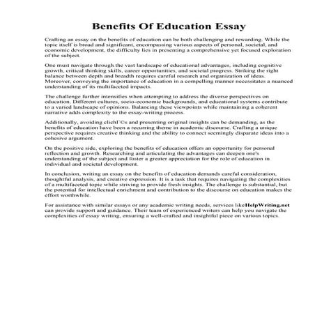 Benefits Of Education Essay. 006 Essay Example Benefits Of College ...