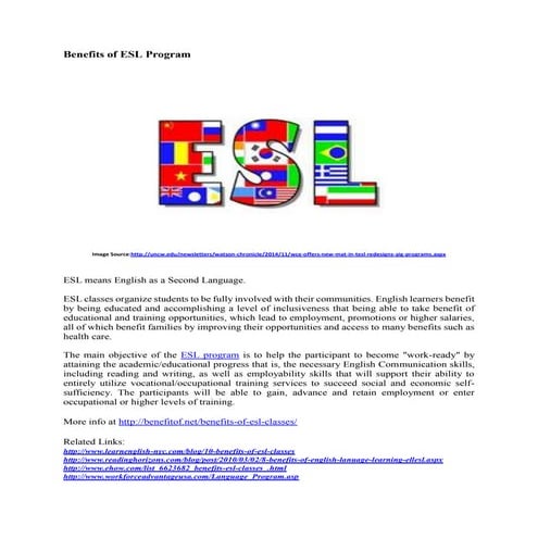 The Benefits of ESL Program | PDF