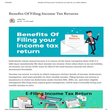 Benefits Of Filing Income Tax Returns | PDF