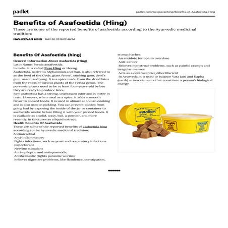 Benefits of Asafoetida (Hing) | PDF