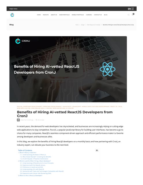 Benefits Of Hiring Ai Vetted Reactjs Developers From Cronj Pdf