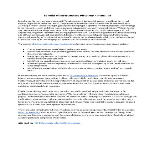 Benefits of Infrastructure Discovery Automation | PDF