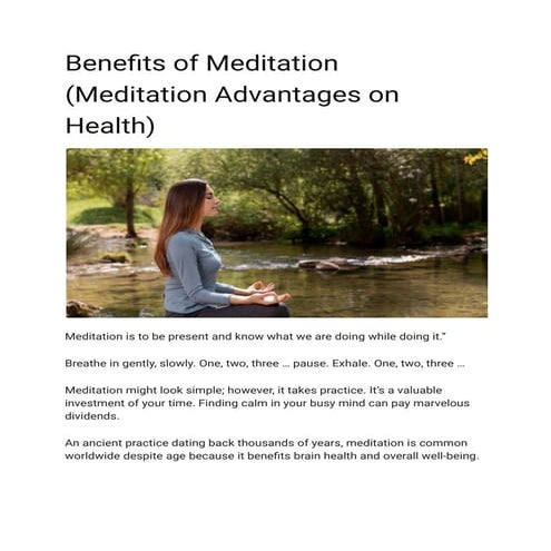 Benefits of Meditation (Meditation Advantages on Health) | PDF