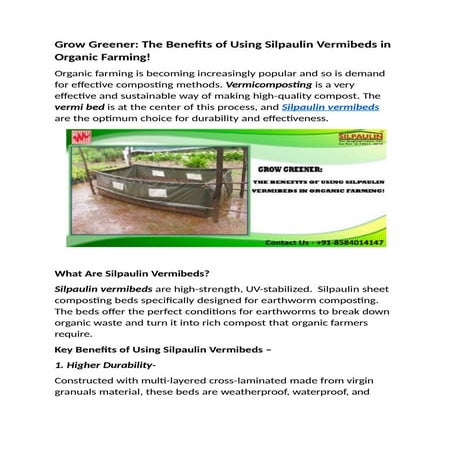 benefits of silpaulin vermibeds in organic farming | PPTX