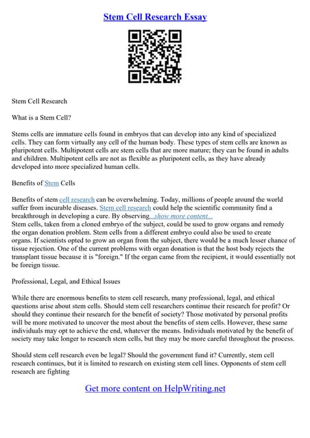 Stem Cell Research Benefits | PPT