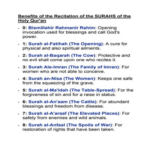 Benefits of the Recitation of the Chapters of the Holy Qur'an.docx