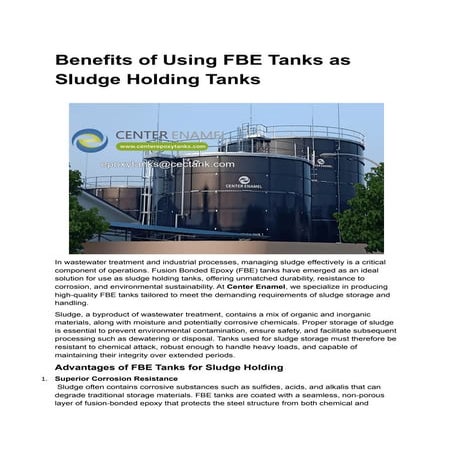 Benefits of Using FBE Tanks as Sludge Holding Tanks.docx