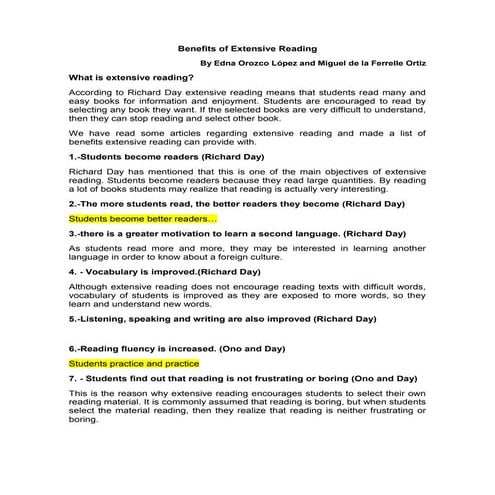 Benefits of extensive reading | PDF