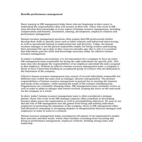 Benefits performance management | PDF