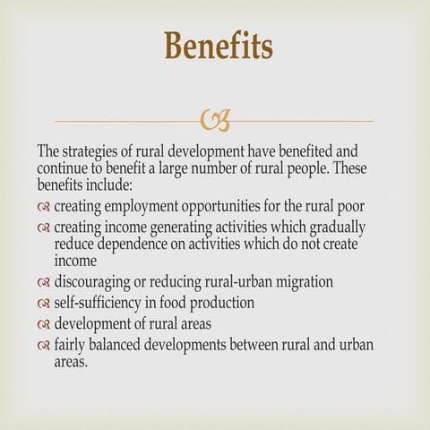 Benefits,problems and difficulties of rural development | PPT
