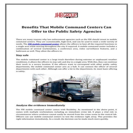 Benefits That Mobile Command Centers Can Offer to the Public Safety ...