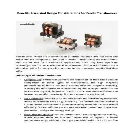 Benefits, Uses, And Design Considerations For Ferrite Transformers.pdf