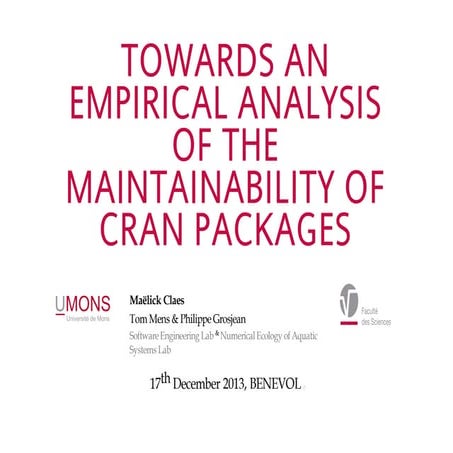 Towards an empirical analysis of the maintainability of CRAN packages | PDF