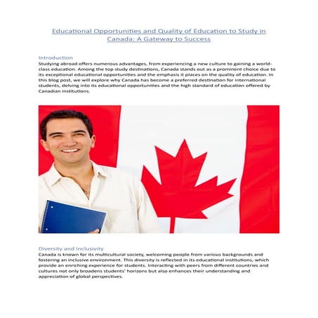 Study in Canada : A Global Educational Destination | PDF